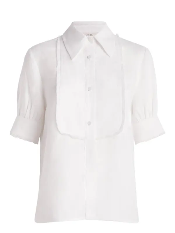 Agnona Linen Shirt With Fringe Trim - White
