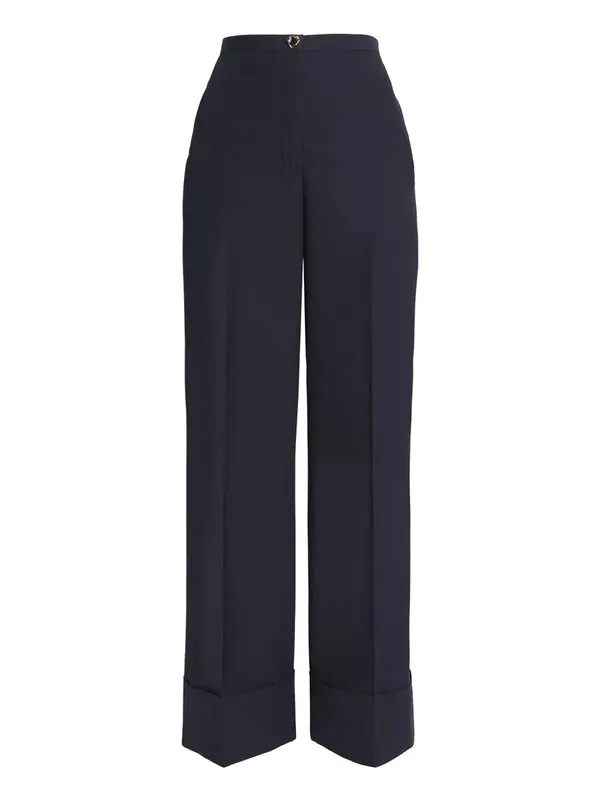Agnona Cotton Cropped Straight Trousers - Navy
