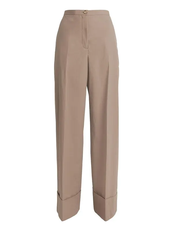 Agnona Cotton Cropped Straight Trousers - Brown