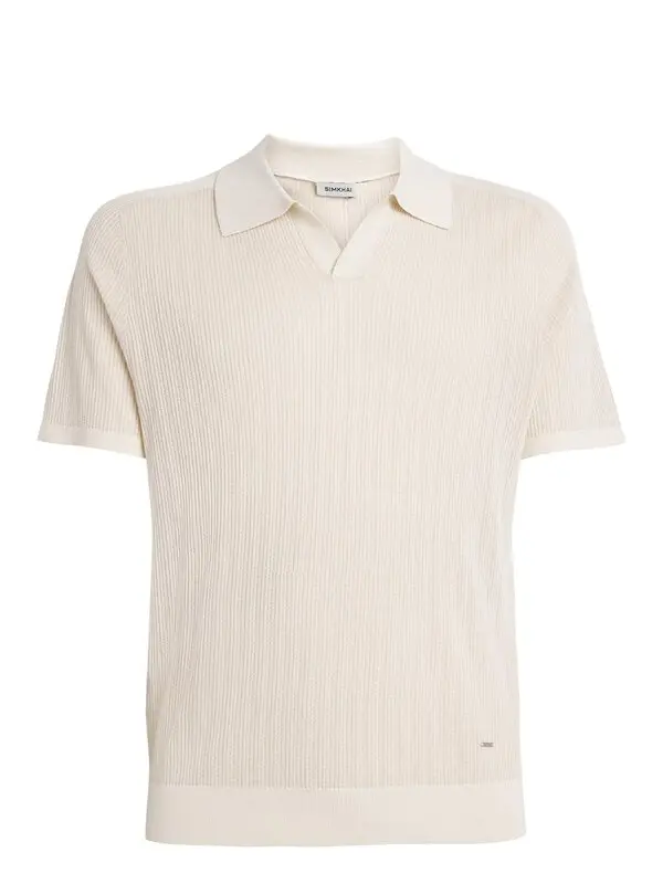 Simkhai Rib-knit Open-collar Polo Shirt - Beige