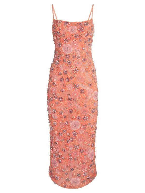 Rachel Gilbert Embellished Francesca Flower Midi Dress - Pink