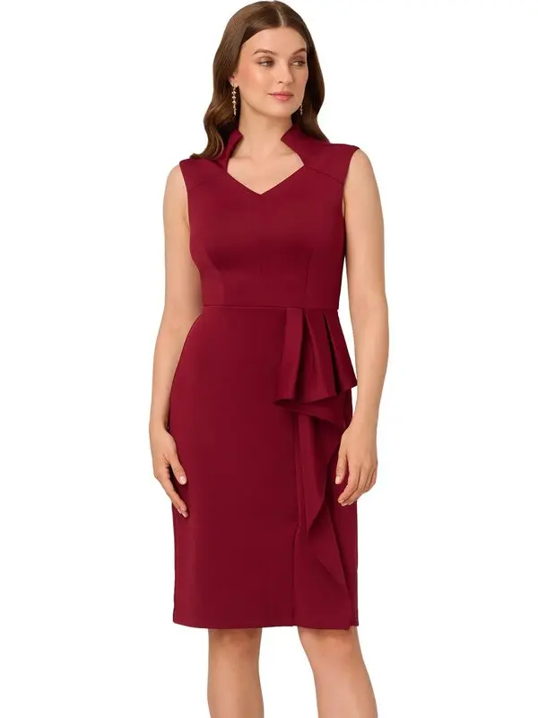 Adrianna Papell Sleeveless Queen Anne Sheath Dress - Crimson Haze