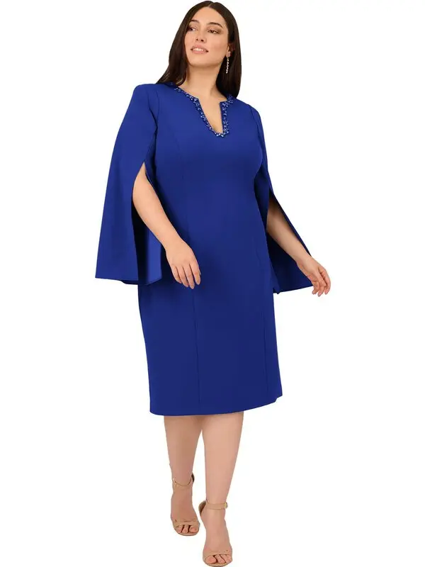 Adrianna Papell Knit Crepe Jewel Dress - Royal Sapphire
