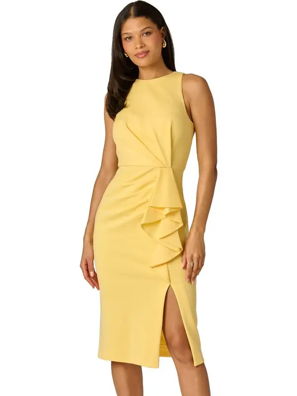 Adrianna Papell Sleeveless Draped Stretch Sheath Dress - Warm Sun