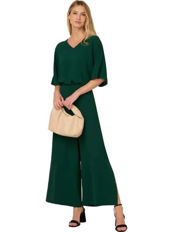 Adrianna Papell Short Sleeve Top And Wide Leg Pant Airflow Set - Botanical Garden