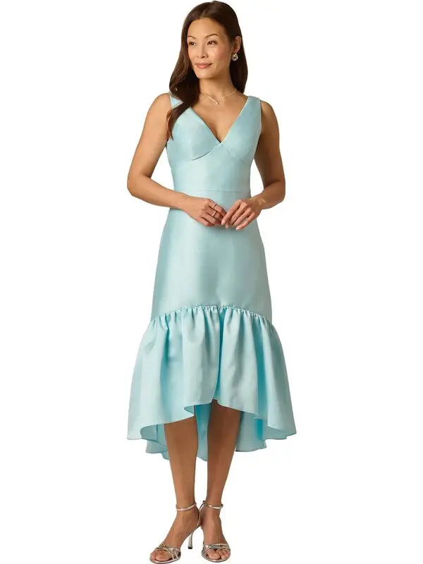 Adrianna Papell High-low Ruffle Midi Dress - Clear Sky