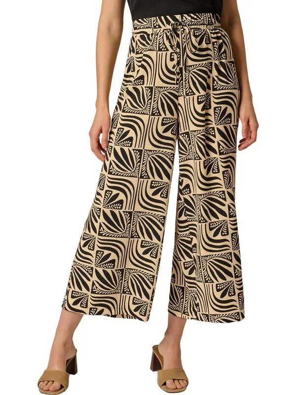 Adrianna Papell Wide Leg Drawstring Pant - Birch/black Retro Tile