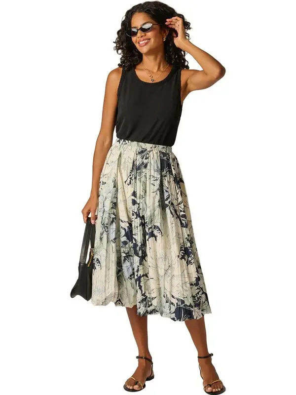 Adrianna Papell A-line Midi Bubble Skirt - Soft Cloud Vintage Floral