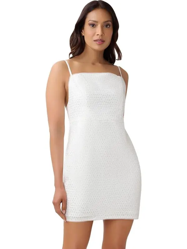 Adrianna Papell Sequined Sheath Mini Dress - Ivory