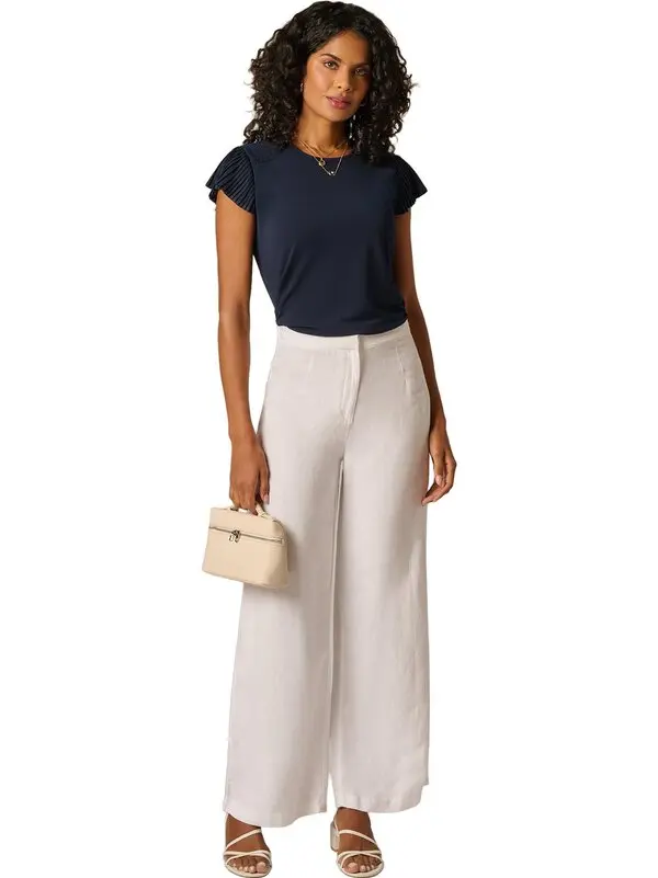 Adrianna Papell Pleated Cap-sleeve Knit Top - Blue Moon