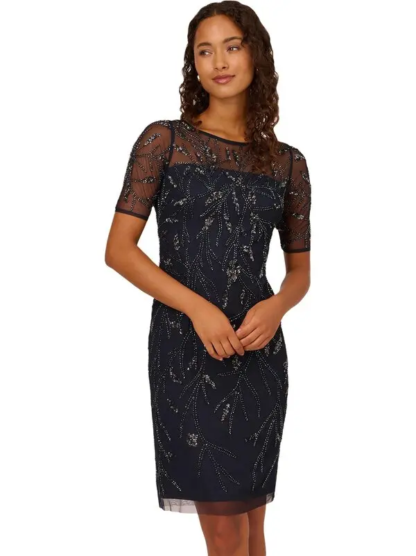 Adrianna Papell Hand-beaded Cocktail Dress - Midnight