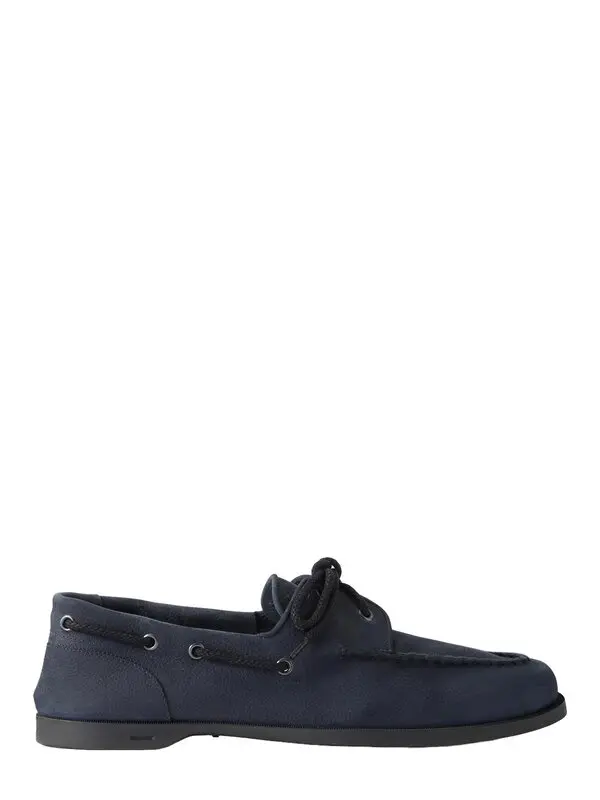 John Lobb Foil Nubuck Boat Shoes - Blue