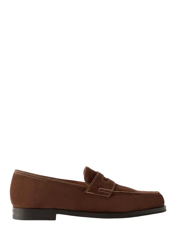 John Lobb Lopez Suede Penny Loafers - Brown