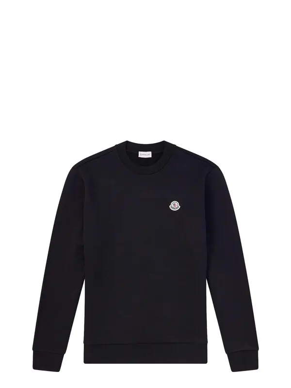 Moncler Cotton-jersey Sweatshirt With Logo Appliqu - Black