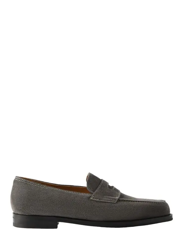 John Lobb Lopez Suede Penny Loafers - Gray