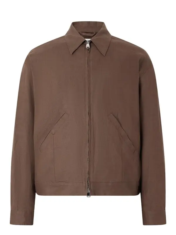 VALSTAR Stan Linen Bomber Jacket - Brown