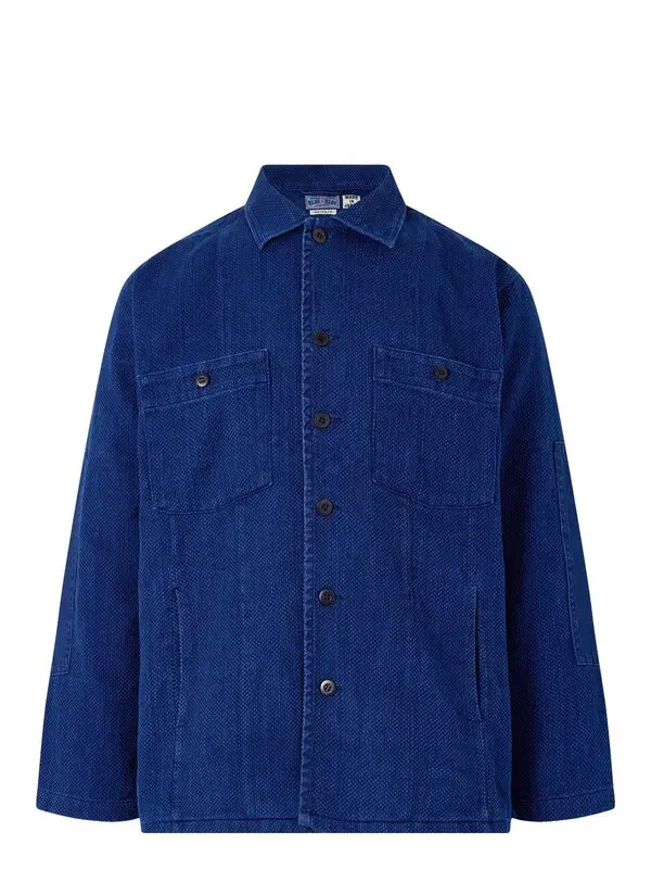 Blue Blue Japan Textured-cotton Overshirt - Blue