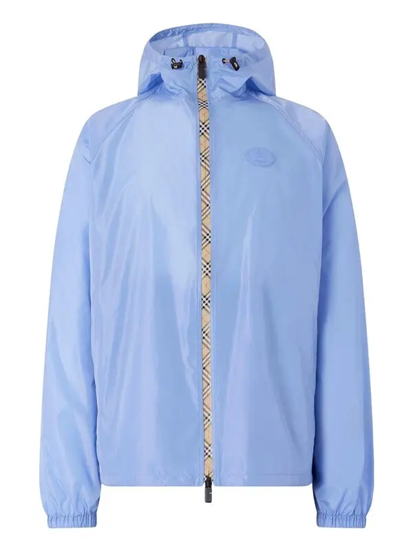 Burberry Logo-appliquéd Shell Hooded Jacket - Blue