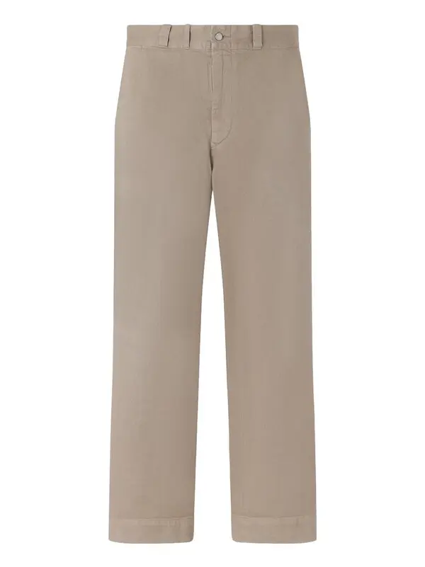 A.PRESSE Wide-leg Cotton-twill Trousers - Neutrals