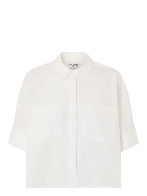 TWP Cropped Cotton-poplin Shirt - White