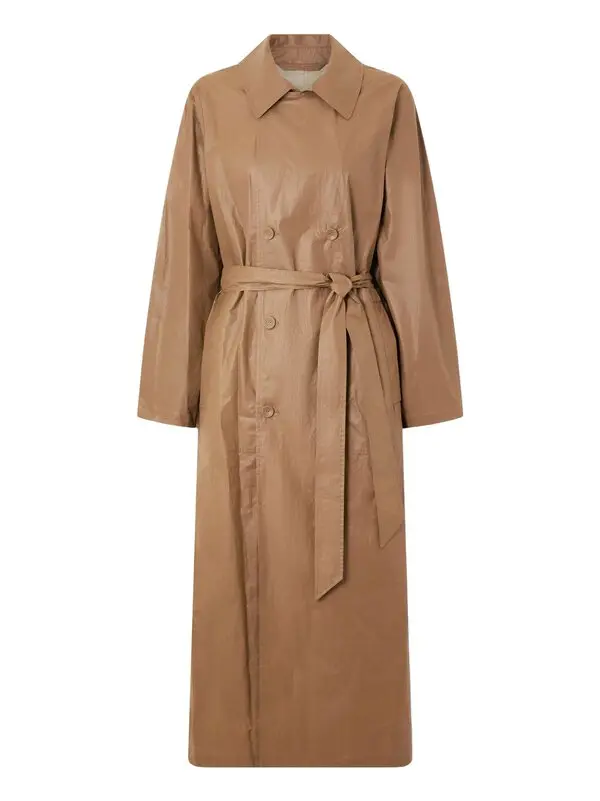 TWP Double-breasted Coated Cotton-canvas Trench Coat - Sand