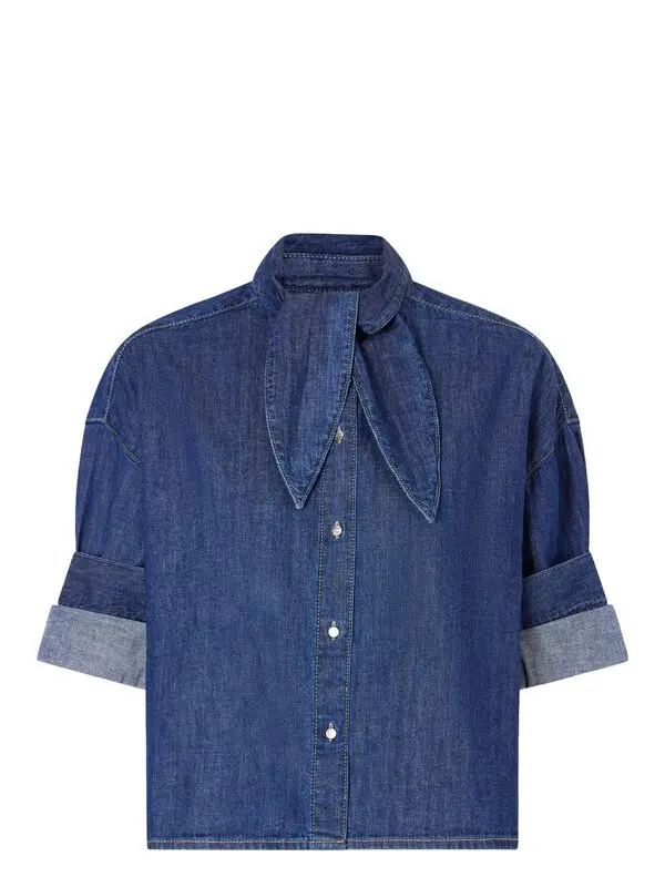 TWP Tie-detailed Denim Shirt - Blue