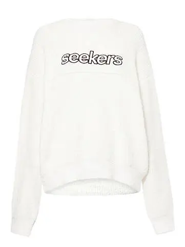 SISTERS & SEEKERS Logo-embroidered Cotton-knit Jumper - Cream