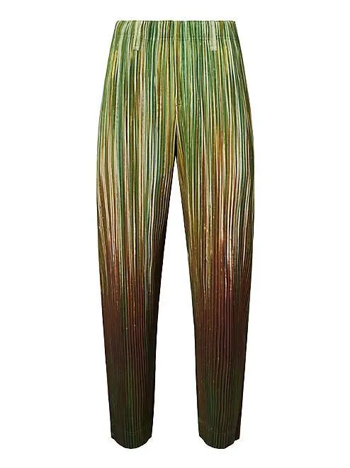 Issey Miyake Knitted Pleated Straight-leg Trousers - Green