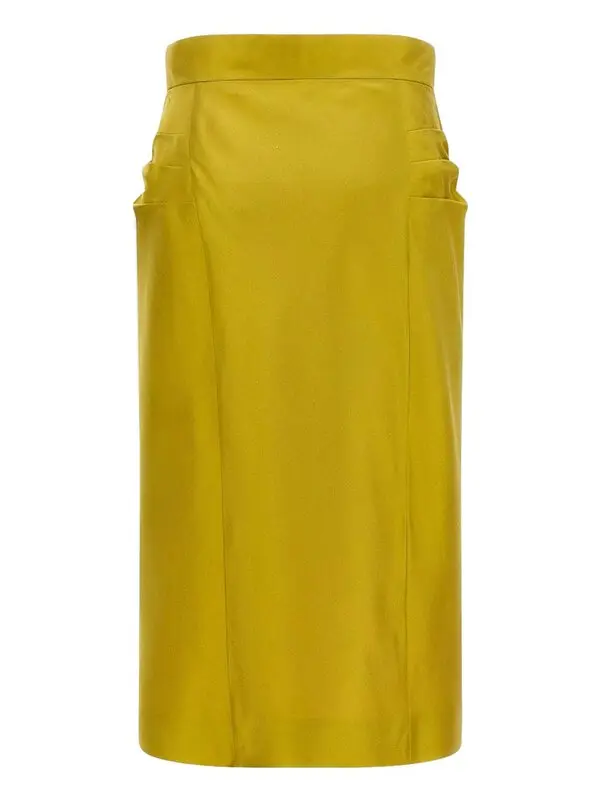 Valentino Garavani Shantung Midi Skirt - Yellow