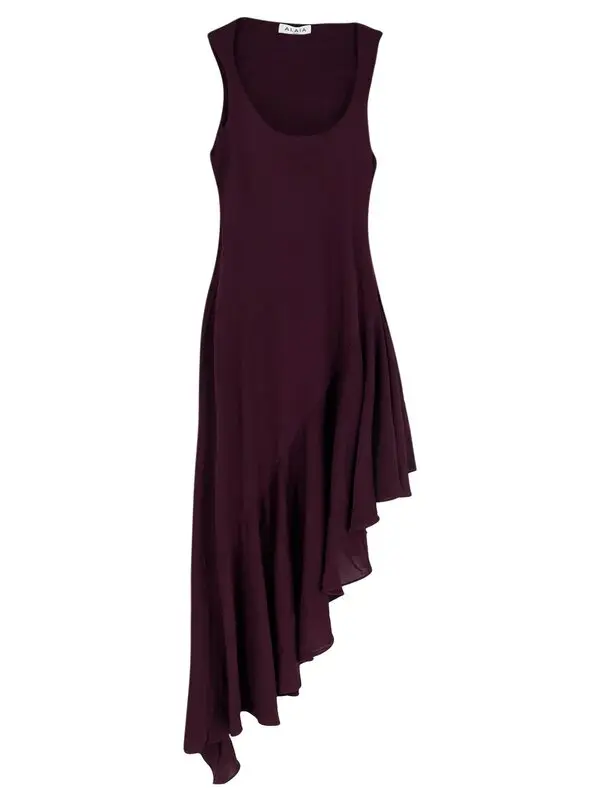 Alaïa Long Asymmetrical Viscose Dress - Purple