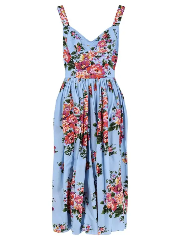 Dolce & Gabbana Cotton Dress With Bouquet Flowers Print - Multicolor