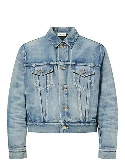 Fear Of God Logo-patch Trucker Denim Jacket - Vintage Indigo