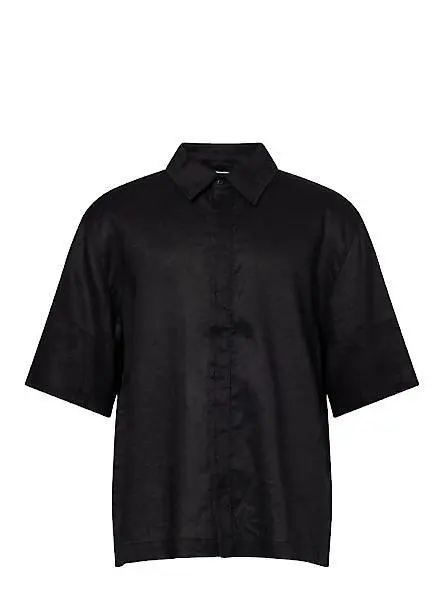 ENTIRE STUDIOS Ojai Short-sleeve Linen Shirt - Black Linen