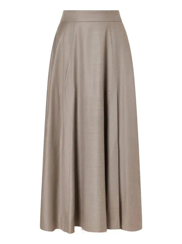 Sasuphi Lauren Wool Midi Skirt - Brown