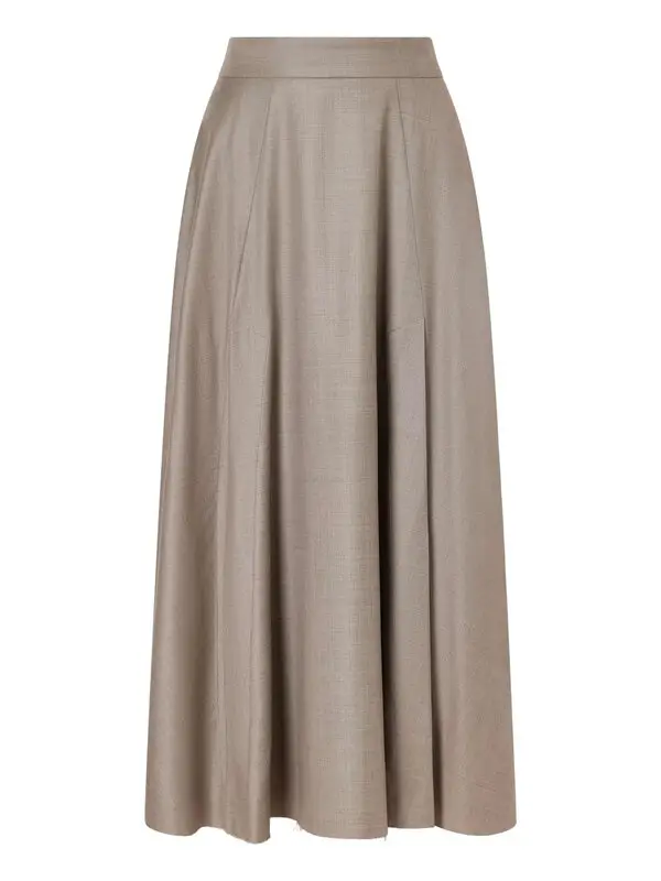 Sasuphi Lauren Wool Midi Skirt - Taupe