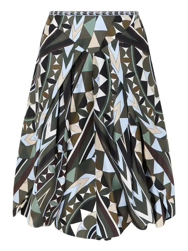 Emilio Pucci Printed Silk-twill Wide-leg Pants - Army Green