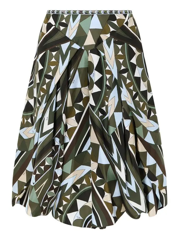 Emilio Pucci Printed Silk-twill Wide-leg Pants - Green