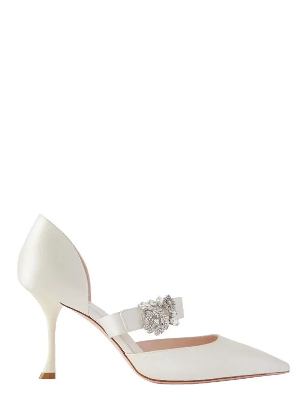 ROGER VIVIER Mini Bouquet Crystal-embellished Satin D'orsay Pumps - Neutrals