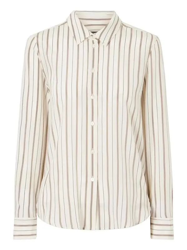 NILI LOTAN Gaia Striped Silk Shirt - Neutrals