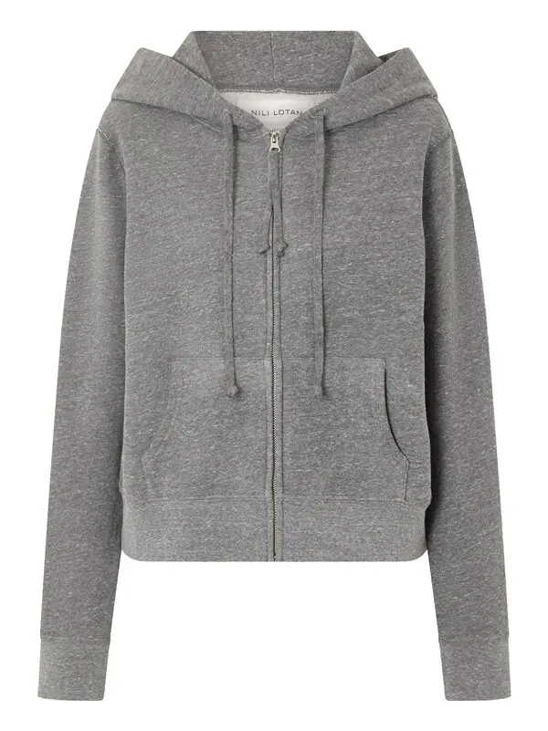 NILI LOTAN Callie Hooded Zip-up Sweater - Gray