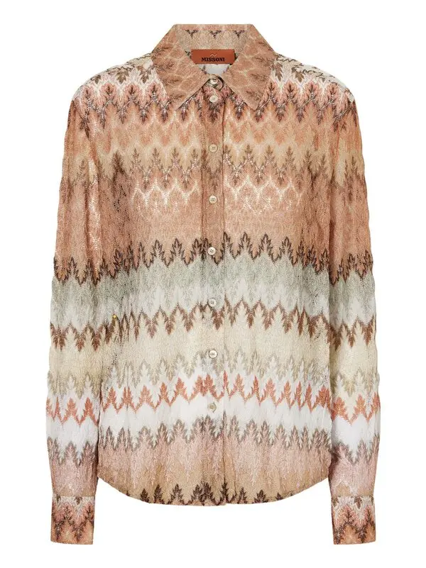 Missoni Striped Metallic Crochet-knit Shirt - Multi