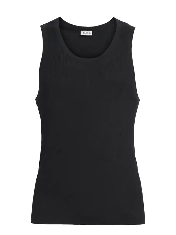 Simkhai Elikai Ribbed Cotton Tank Top - Black