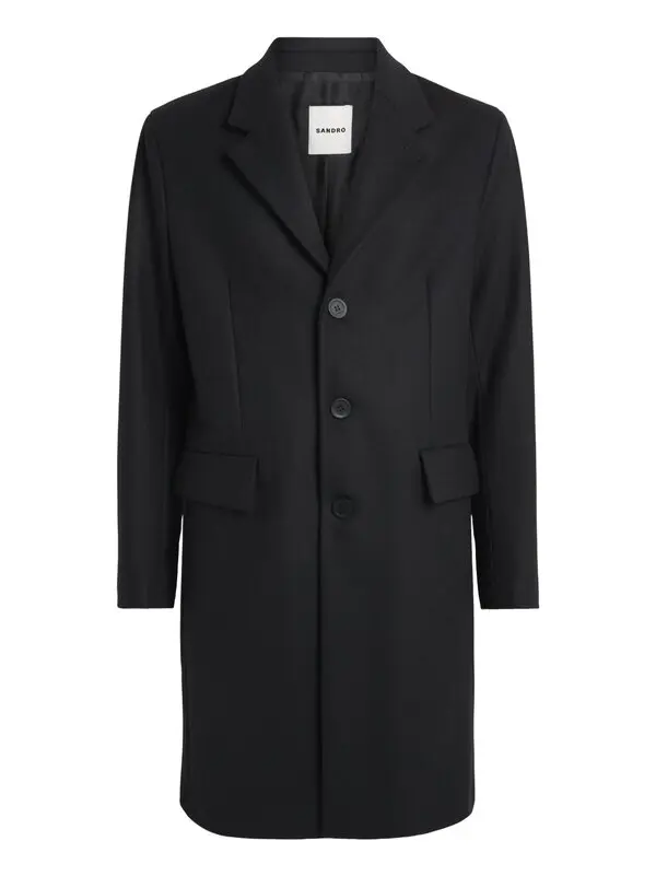 Sandro Wool-blend Tailored Coat - Black
