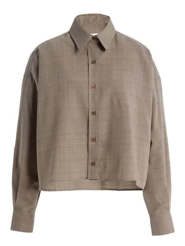 THE FRANKIE SHOP Arlen Plaid Wool-blend Boxy Shirt - Grey
