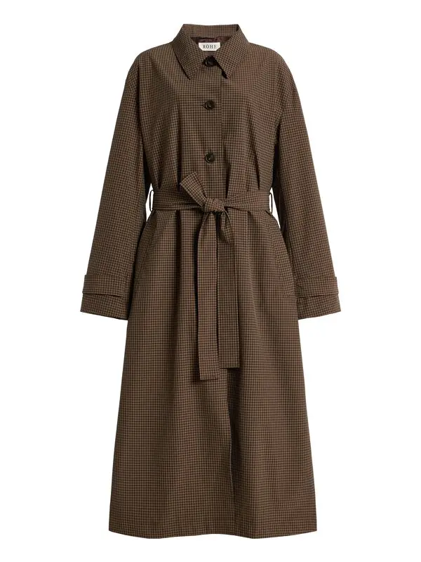 RÓHE Technical Check Belted Coat - Brown