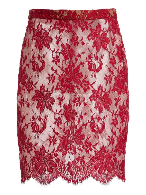 Françoise Lace Midi Skirt - Red