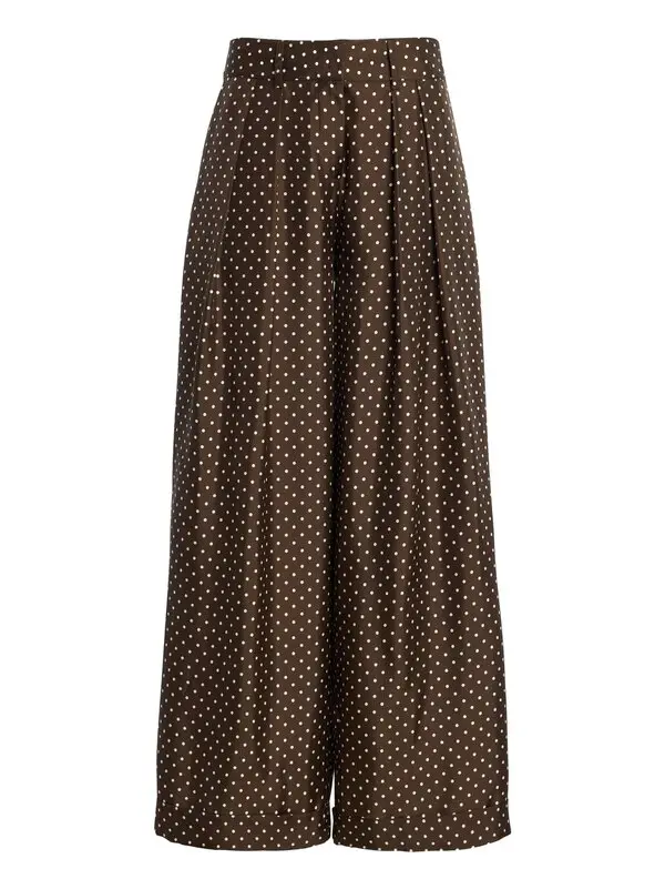 Françoise Mila Silk Wide-leg Pants - Brown