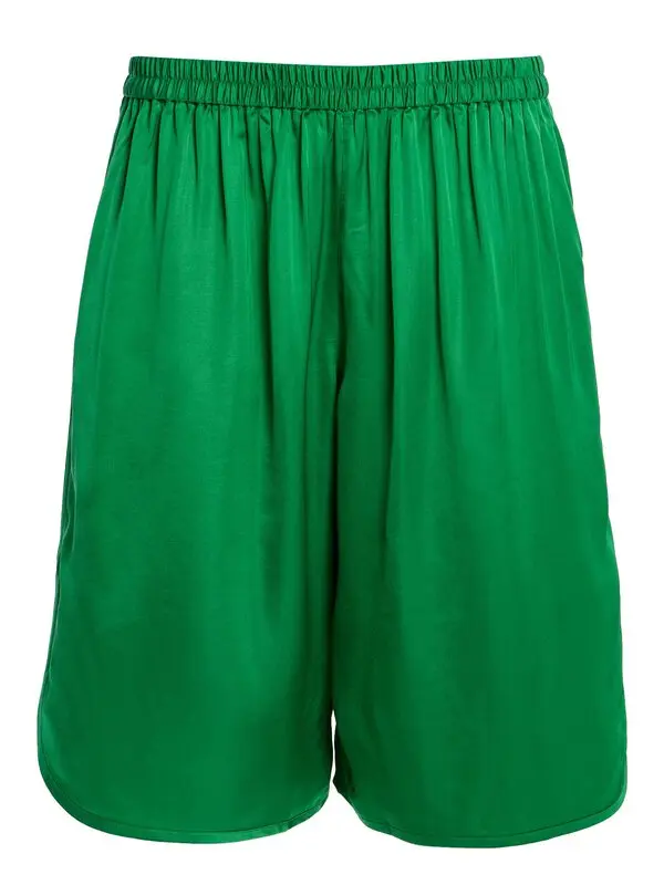 THE FRANKIE SHOP Nelis Satin Bermuda Shorts - Green