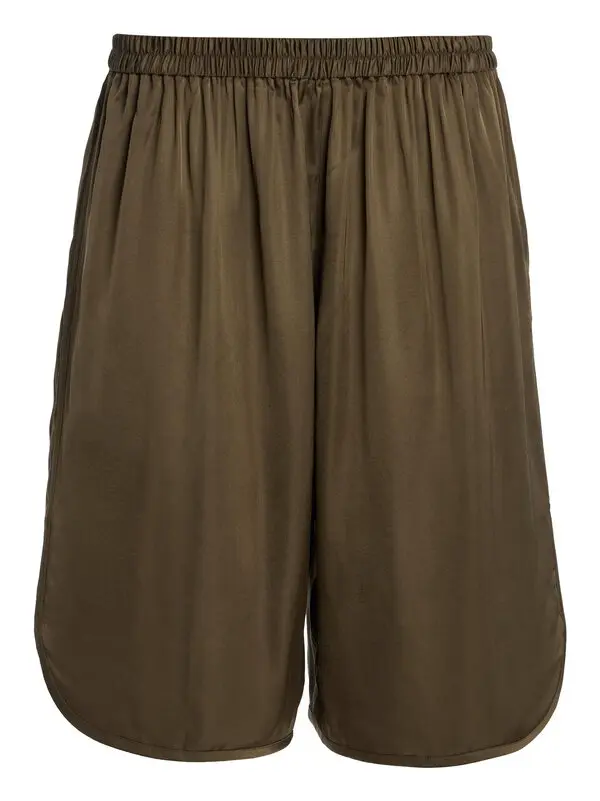THE FRANKIE SHOP Nelis Satin Bermuda Shorts - Olive