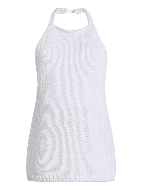 RÓHE Cotton Knit Halter Top - White
